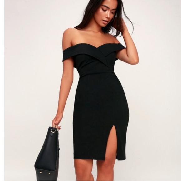 Lulus | Dresses | Lulus Classic Glam Black Offtheshoulder Bodycon Dress ...